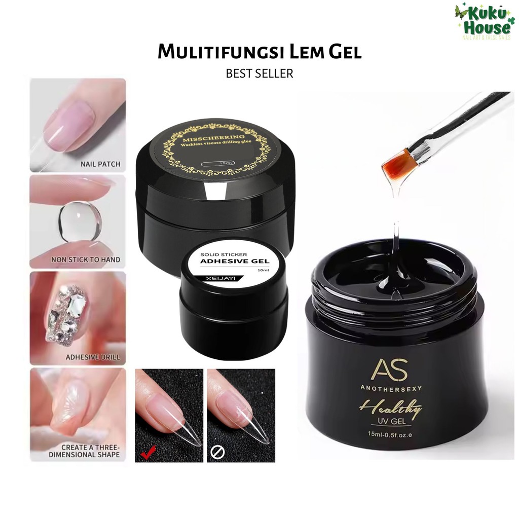 Jual Lem aksesoris kuku / Lem gel bening utk melekatkan hiasan nail art (stuck drill glue) Nail ...