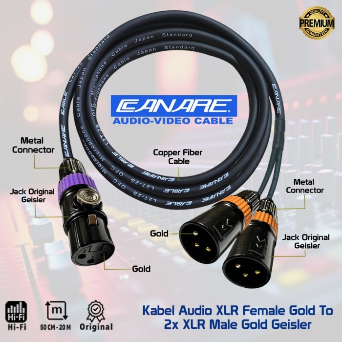 Jual Kabel Audio Profesional Canon XLR Female GLD To 2x XLR Male GLD ...