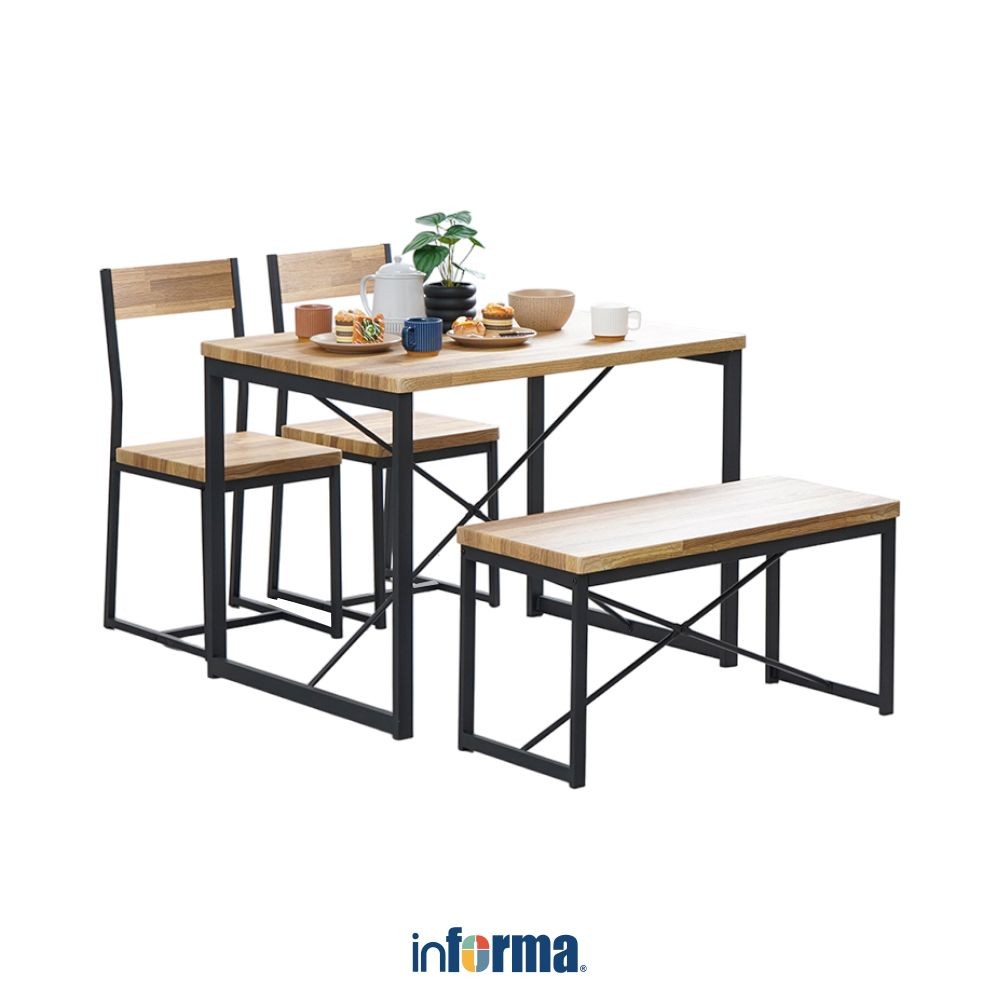Jual Informa Zion Set Meja Makan 3 Kursi & 1 Bangku - Cokelat Dining ...