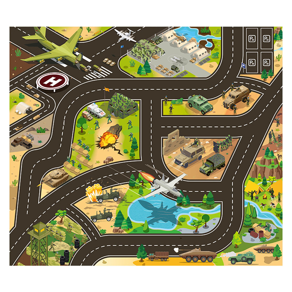 Jual Baby City Traffic Road Map Playmat Foldable Waterproof Map ...