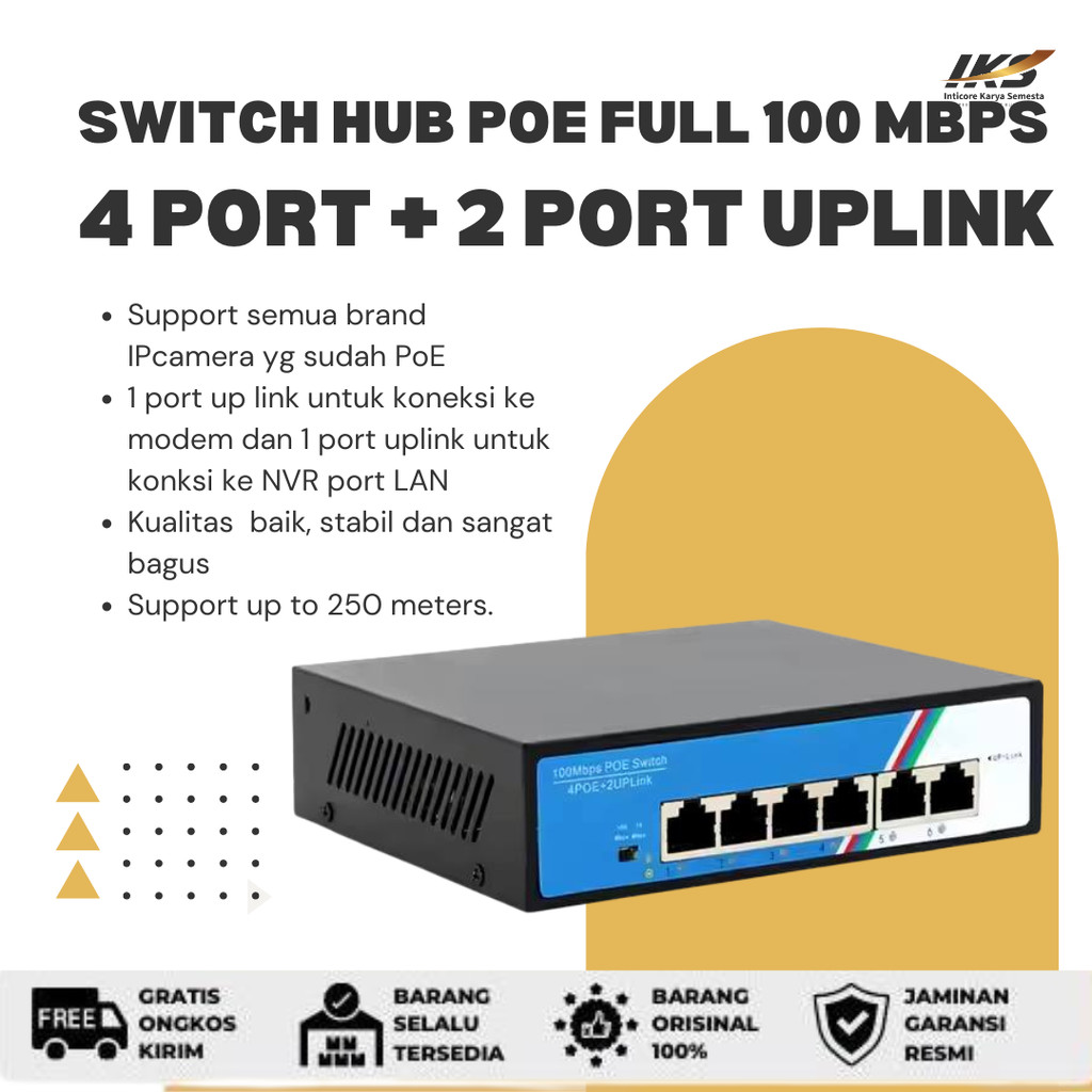 Jual Switch Hub PoE 4 Port + 2 Port Uplink 100 Mbps Full PoE Port | Shopee Indonesia