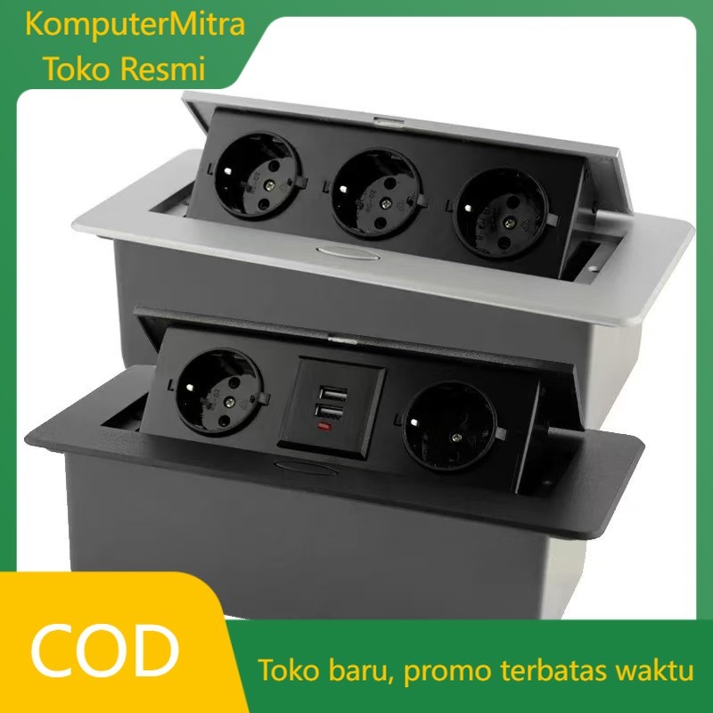 Jual logam penuh Stop Kontak Tanam Meja Soket Pop-up 3 Lubang ...