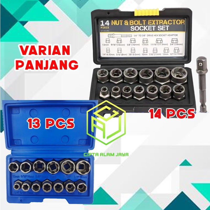 Jual LA12MA Alat Pembuka Baut Mur Hex Rusak 8mm-19mm Set Kunci Ring pass Damaged Screw Bolt Nut ...