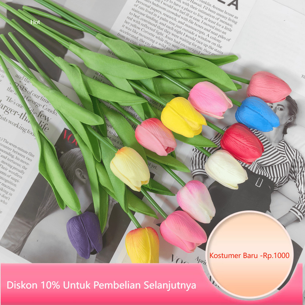 Jual Bunga Tulip Tangkai Artificial Bunga Hias Vintage Palsu Dekorasi ...