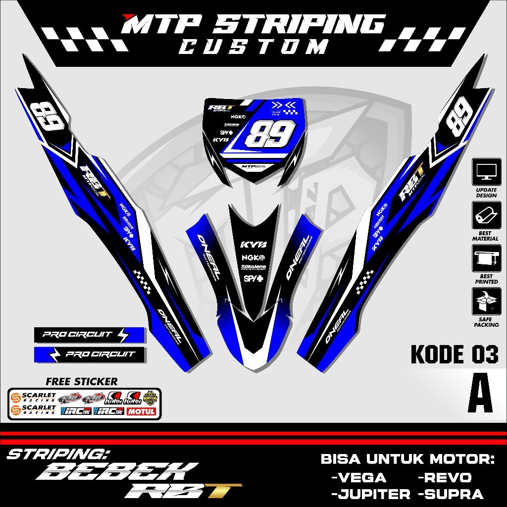 Jual MTP Sticker RBT/GTX VEGA R NEW Stiker Striping Motor RBT Bebek ...