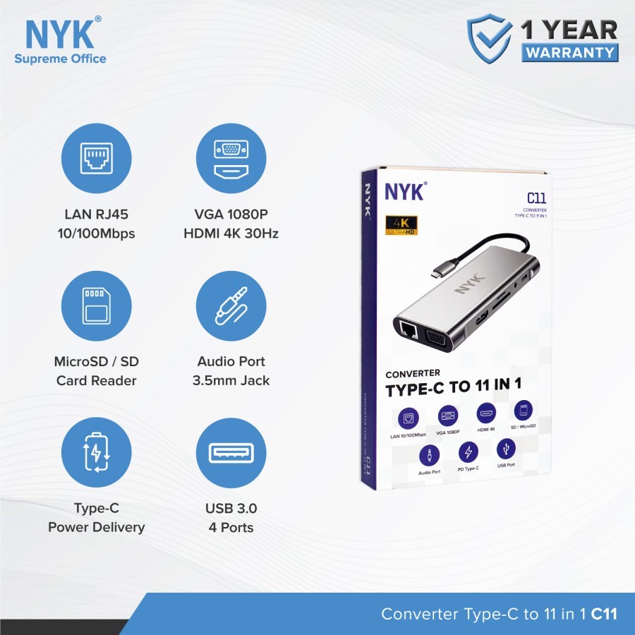 Jual NYK Converter Supreme C11 Type C to 11 in 1 Multiport ...