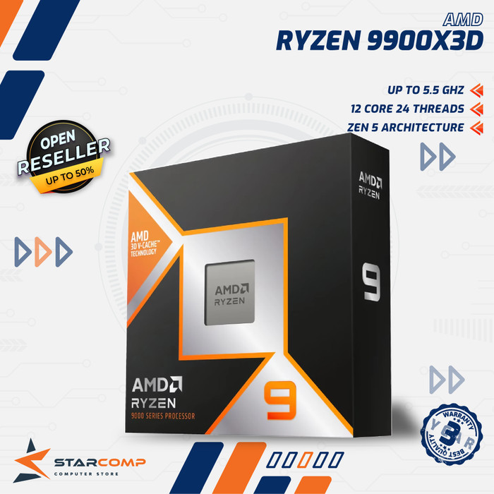Jual Processor AMD RYZEN 9 9900X3D AM5 12 Core 24 Threads 3D V-Cache ...