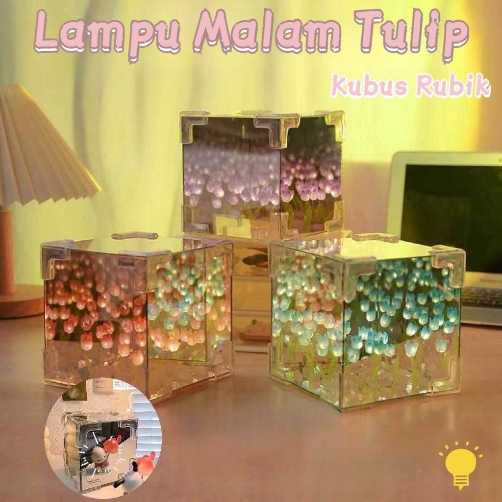 Jual Lampu Malam Bunga Tulip / Lampu Malam Tulip Kubus Rubik / Lampu ...