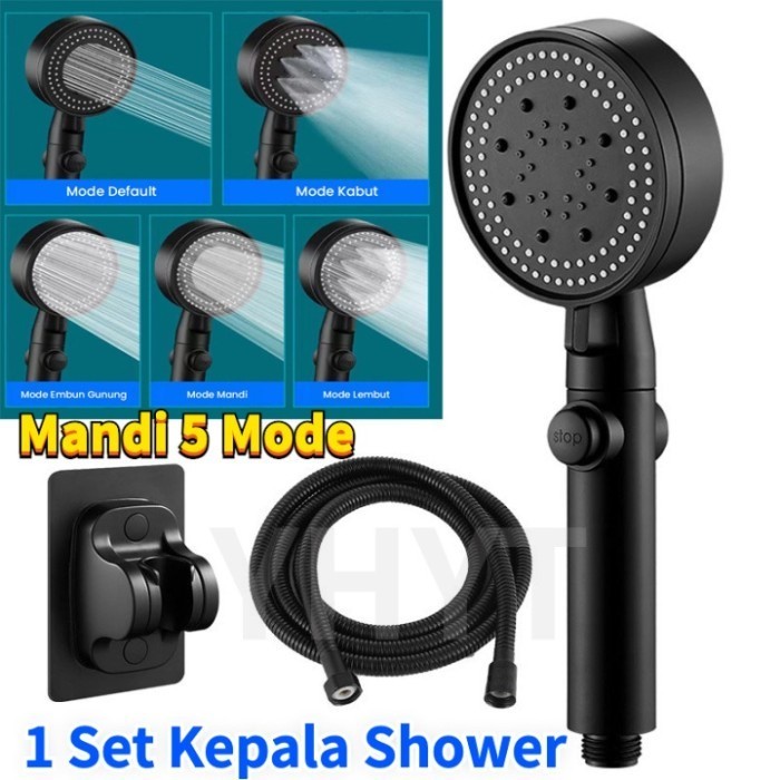 Jual Kepala Shower Mandi Hitam Premium Shower Head Set | Shopee Indonesia