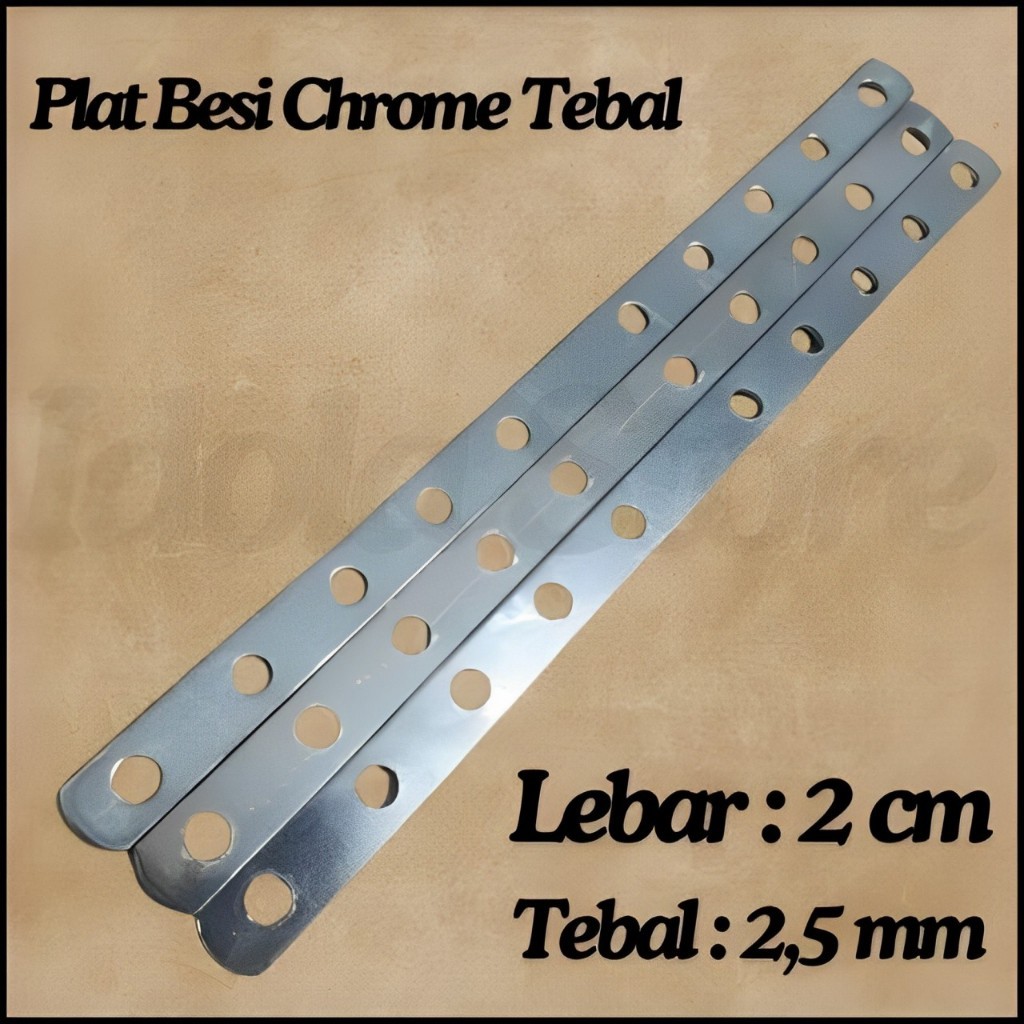 Jual Plat Besi Bolong Tebal Chrome Universal panjang 35cm tebal 2,5mm ...