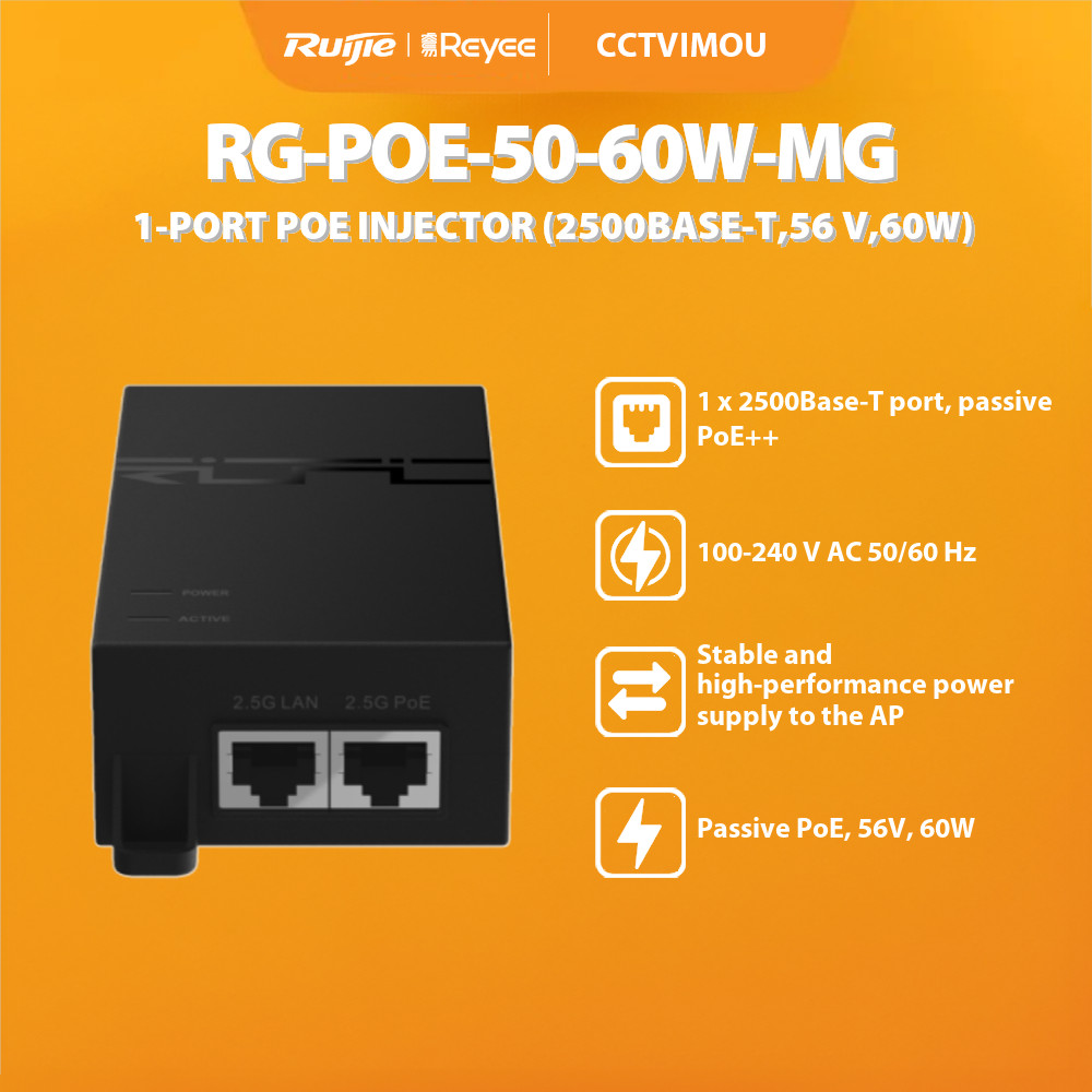 Jual RUIJIE REYEE RG-POE-50-60W-MG 1-PORT POE INJECTOR (2500BASE-T,56 V ...
