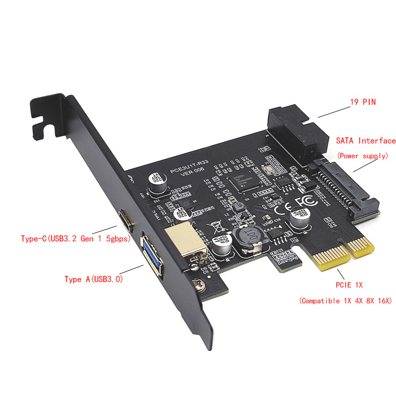 Jual Add On Cards USB 3.1 Type C PCIe Expansion Card PCI Express X1 to ...