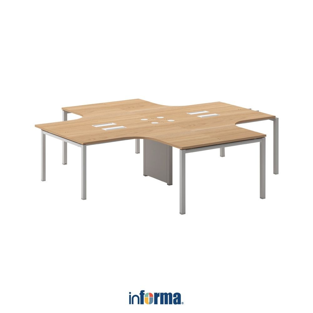 Jual Informa Sieben Meja Kantor Workstation 4 Seater - Cokelat | Shopee ...