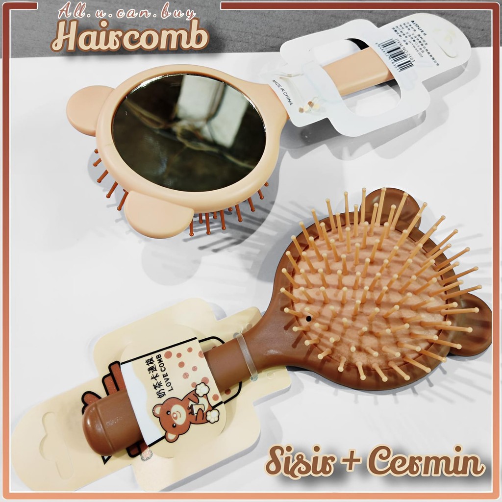 Jual Hair Comb 2 in 1 Sisir Rambut Dengan Cermin Haircomb Bulat ...