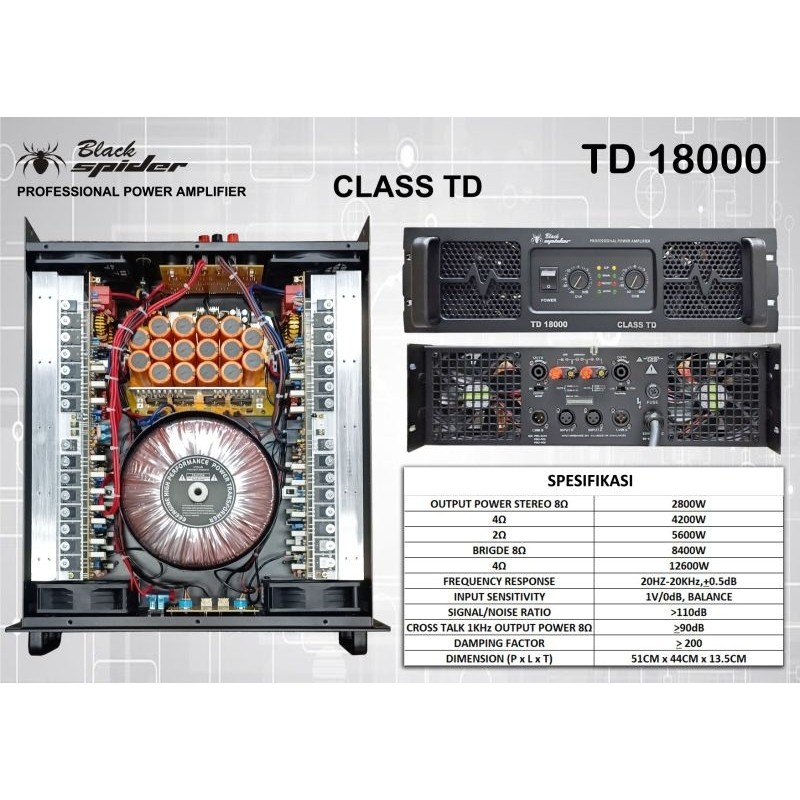 Jual Power audio Class TD Blackspider TD18000 Original amplifier td ...