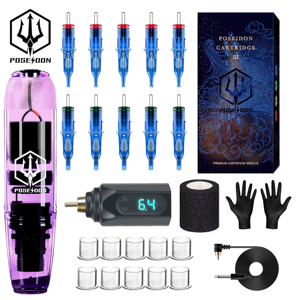 Jual Tattoo Kit POSEIDON Purple Tattoo Pen Kit For Permanent Makeup ...
