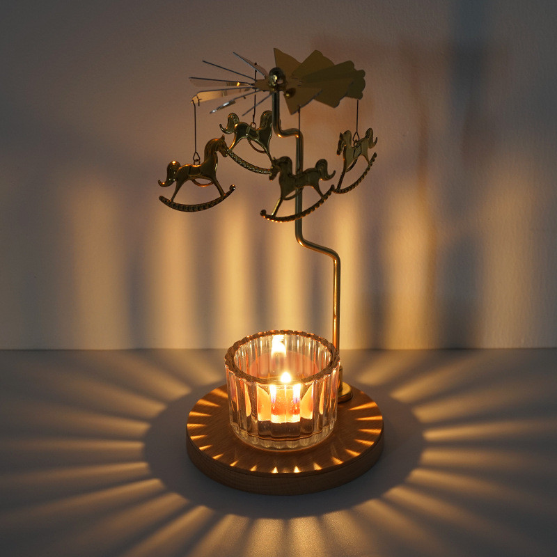 Jual Home Rotating Candle Holder with Wooden Bottom Magnetic Transit ...