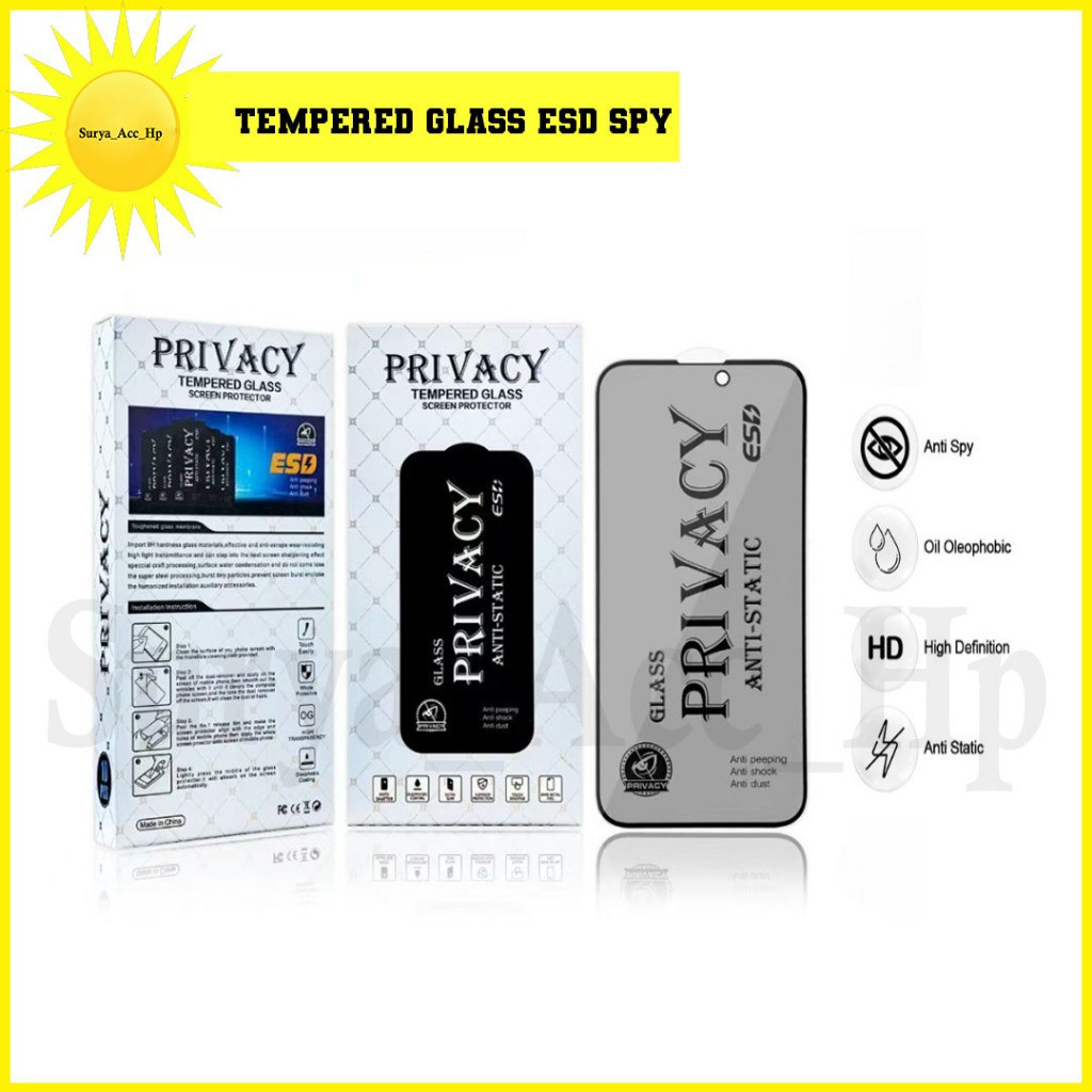 Jual Tempered Glass Privacy Esd Anti Static For Realme C1 C11 2020 C11 2021 C12 C15 C17 C2 C20 ...