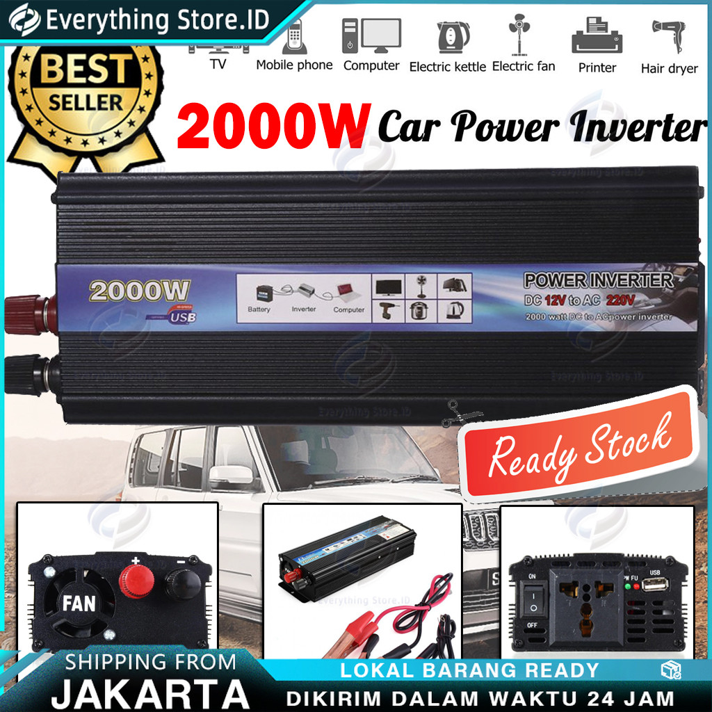 Jual Inverter Gelombang Sinus Murni 220W 500W 1000/2000W Perubah Arus Listrik DC to AC Surya ...