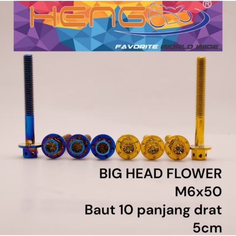 Jual JQ RACING Baut Probolt Flower BIG HEAD M 6 x 50 Baut 10 HENG Original Thailand | Shopee ...