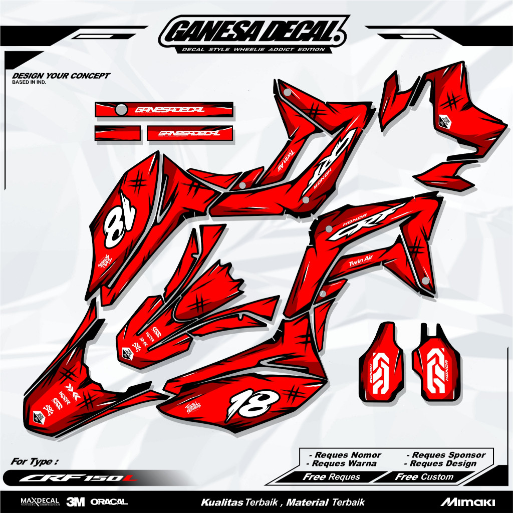 Jual Decal Stiker CRF 150L Premium Full Body - Sticker Dekal Motor ...