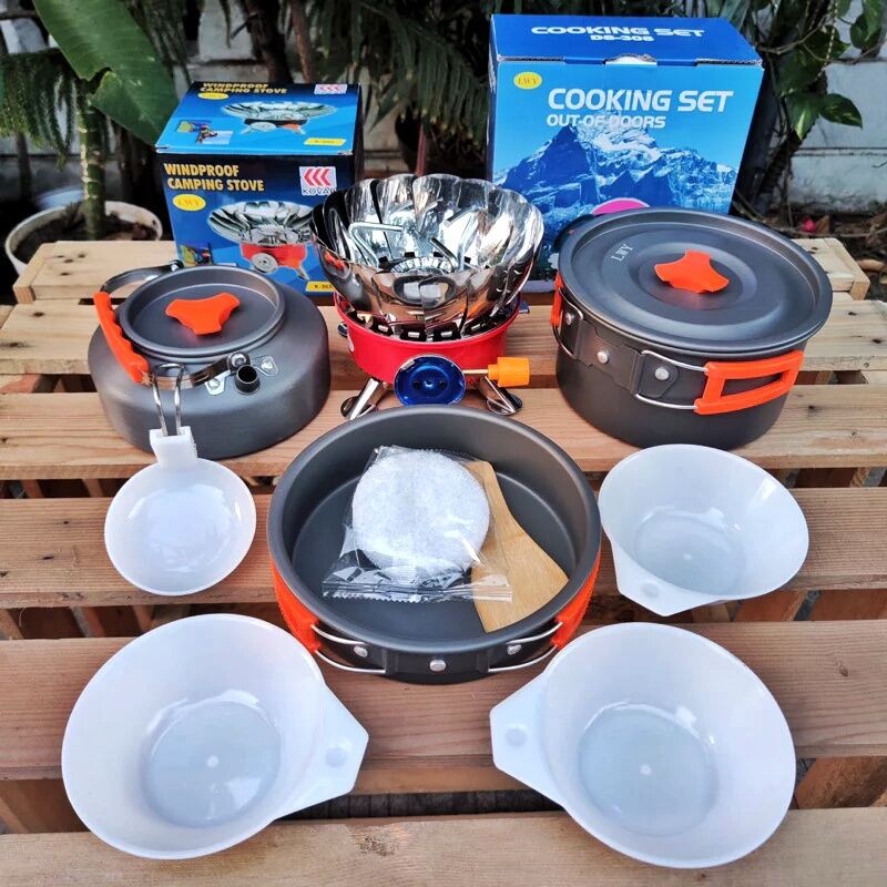 Jual Paket Cooking Set DS 308 Nesting DS308 plus Kompor Camping Kembang ...