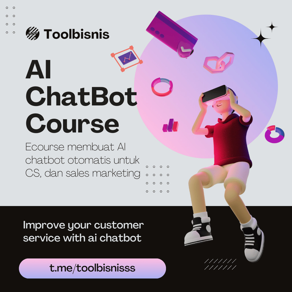 Jual AI Chatbot Ecourse - Tutorial membuat chatbot CS dan sales marketing | Shopee Indonesia