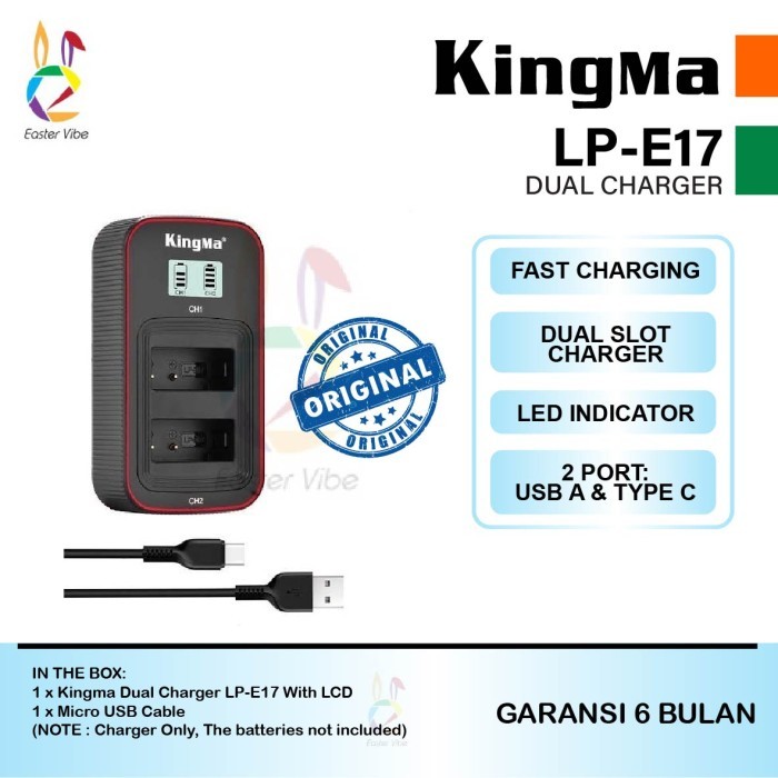 Jual Kingma LP-E17 LCD Charger Dual Slot For Canon LC-E17 EOS RP M3 M6 ...