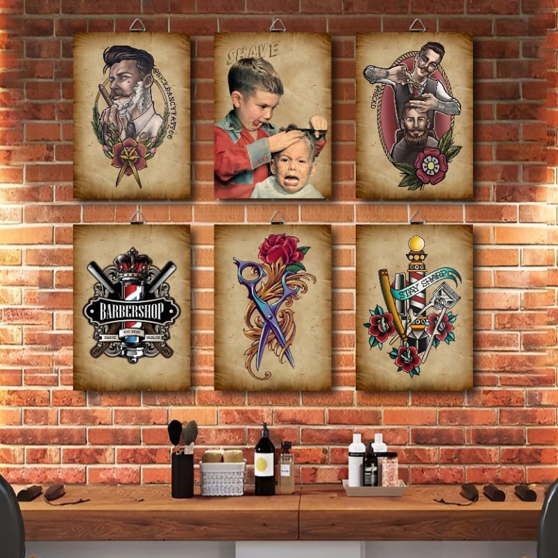 Jual Poster Kayu Barbershop Vintage Hiasan Dinding Pangkas Rambut ...