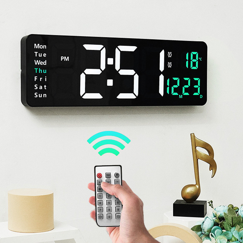 Jual Digital Wall Clock Large Display LED Digital Clock With Remote ...