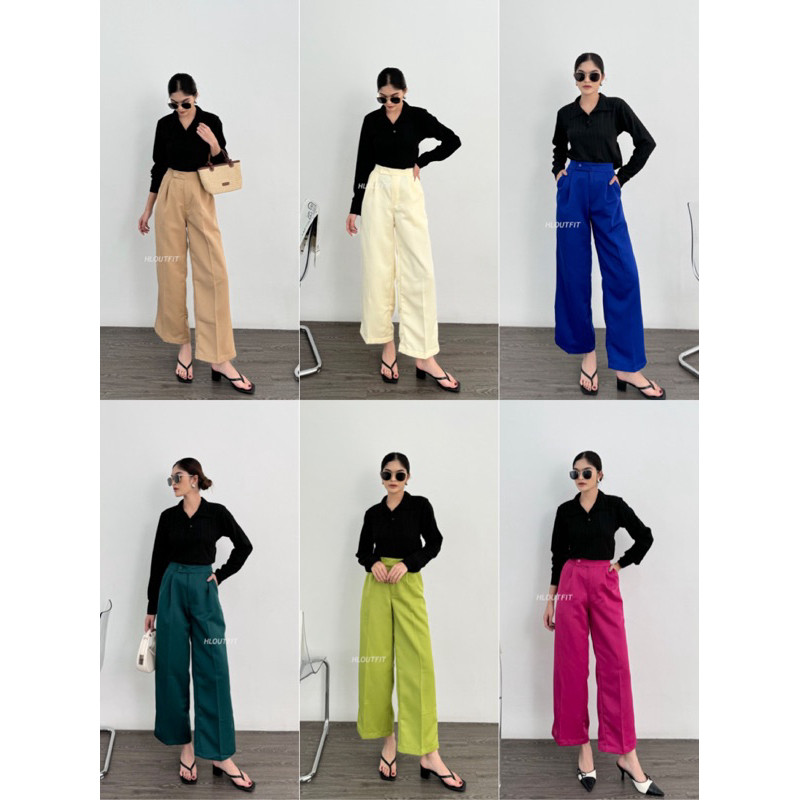 Jual HL Joy Basic Loose Pants- Kulot Highwaist Celana Kantor Formal ...