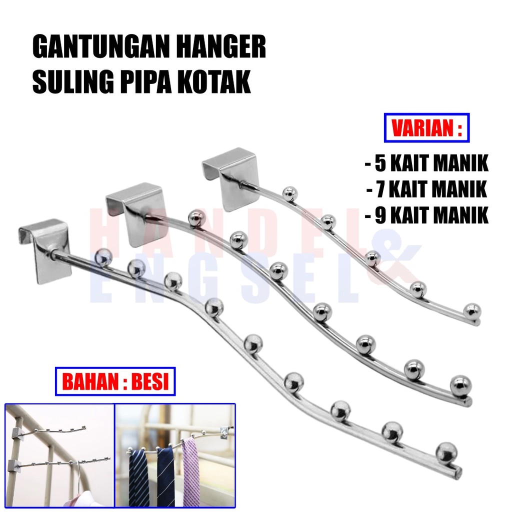 Jual Hanger suling kotak 5 7 9 belalai untuk pipa kotak Gantungan Baju ...
