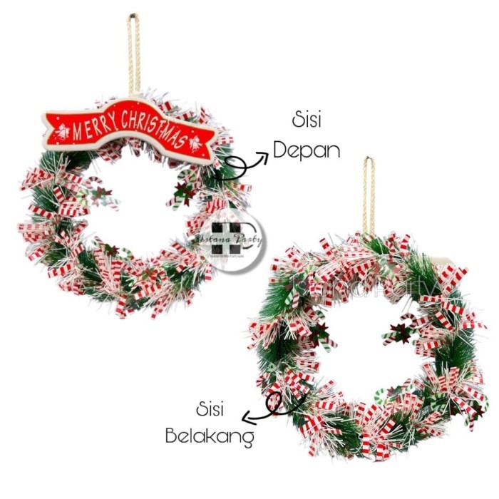 Jual OSAF9193 Dekorasi Hiasan Natal / Ring Natal Motif Tongkat 25 cm ...