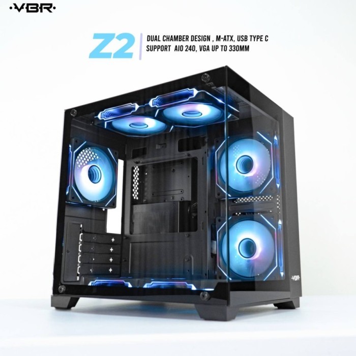 Jual VBR Z2 Dual Chamber Case Black & White | PC Casing M-ATX | CPU ...
