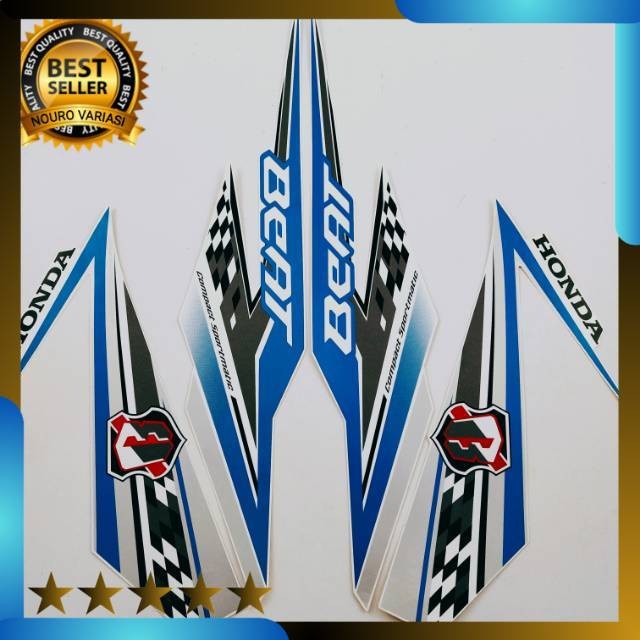 Jual striping honda beat fi esp 2018 2019 biru putih stiker list motor ...