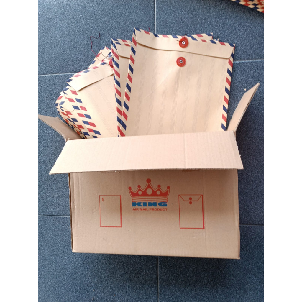 Jual AMPLOP TALI KERTAS AIR MAIL COKLAT MEREK KING 1 PAK ISI 50 PCS ...