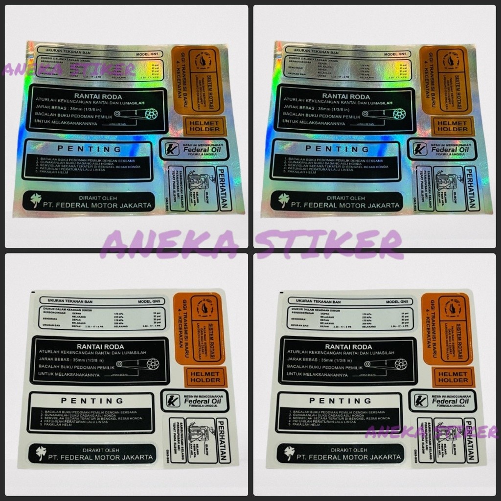 Jual STIKER Pelengkap Peringatan Penting Honda Astrea Grand Supra X Fit ...