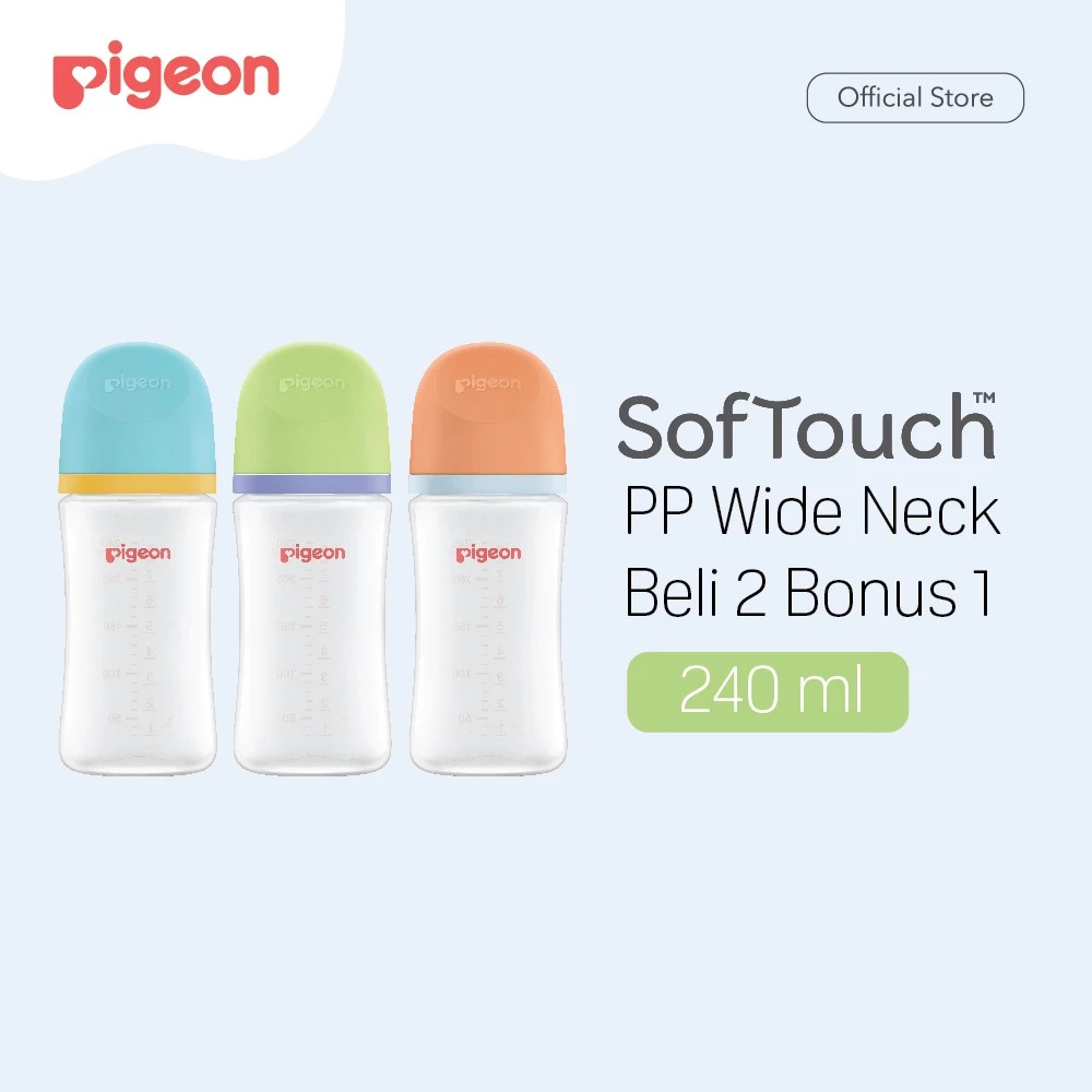 Jual Pigeon Botol BPP Wide Neck with Softouch Nipple 240ml | Shopee Indonesia