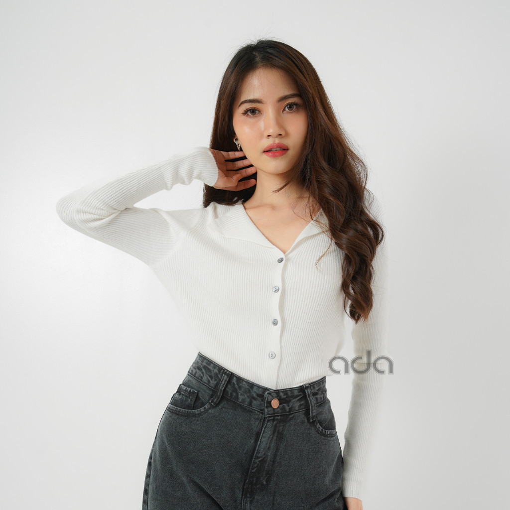 Jual ADA - Nancy Cardigan Kerah Rajut #9857 | Shopee Indonesia