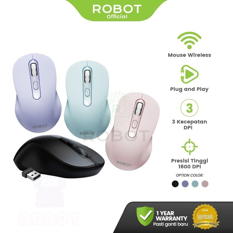 Jual ROBOT M206 Wireless Mouse 2.4GHz Optical 1600DPI Accurate Cursor ...
