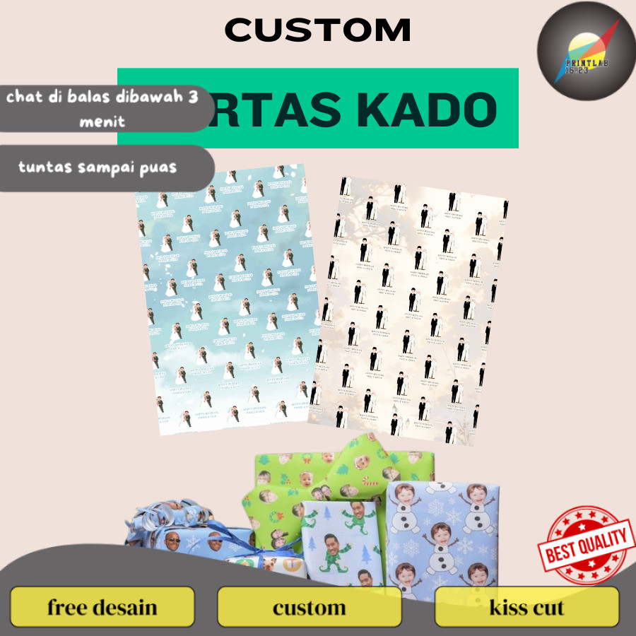 Jual PrintLab Kertas Kado A3+ Custom Desain Muka Aesthetic Tambah ...