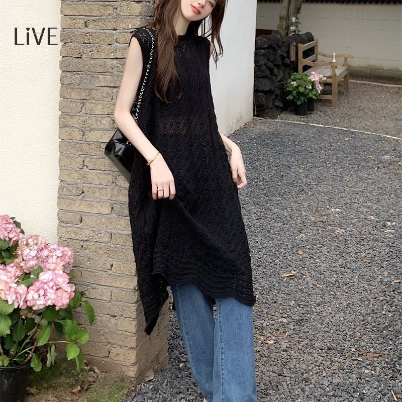 Jual ALIVEF - Rok Tangki Berongga Musim Panas Baju Rajutan Tipis Wanita ...