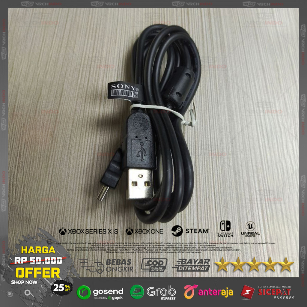 Jual Kabel Data Charger Joystick Stick PS3 / PSP / PC / USB to Mini USB ...