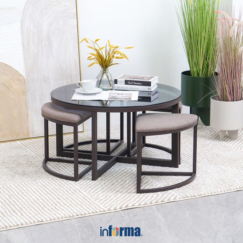 Jual Informa Set 5 pcs Malmo Meja Tamu & Bangku - Cokelat Coffee Table ...