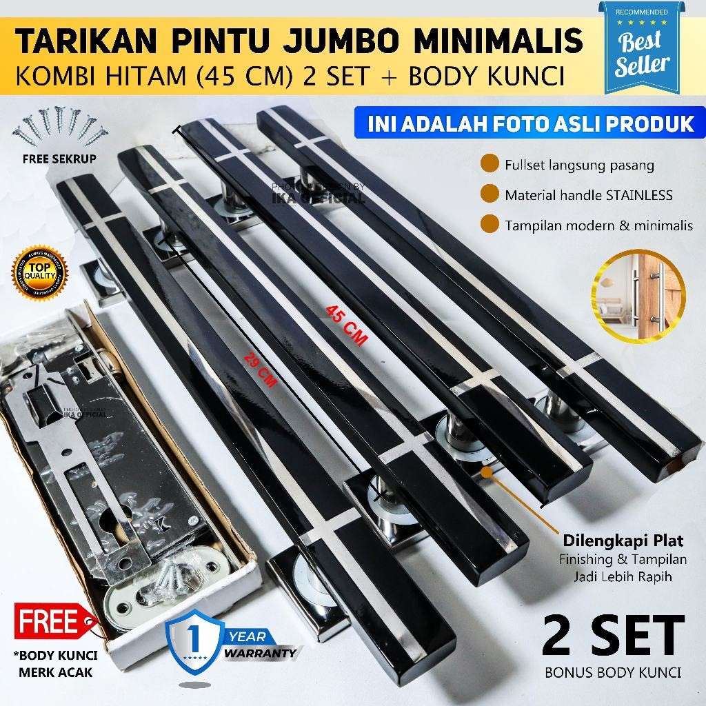 Jual Paket Handle pintu rumah 25 / 33 / 45 cm body kunci pelor murah ...