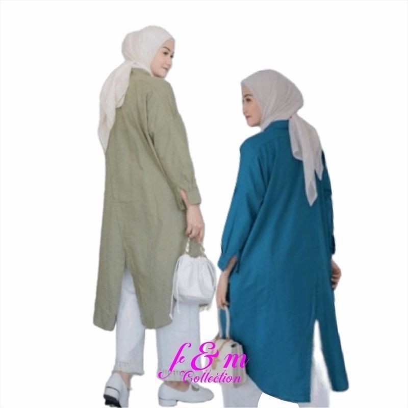 Jual [NEW] Dwyne Tunik kemeja Tunik Oversize Linen Dres Trend Sekarang ...