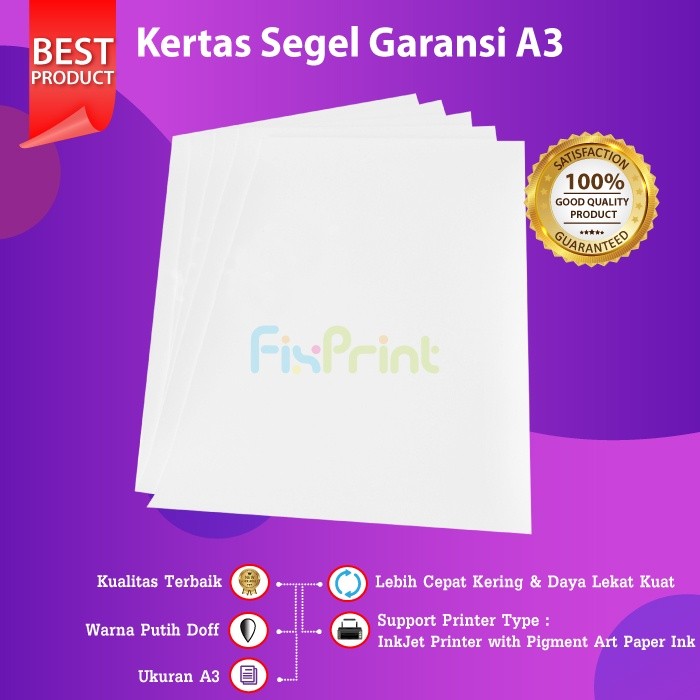 Jual FixPrint Kertas Segel A3 Premium Sticker Garansi Stiker Pecah ...