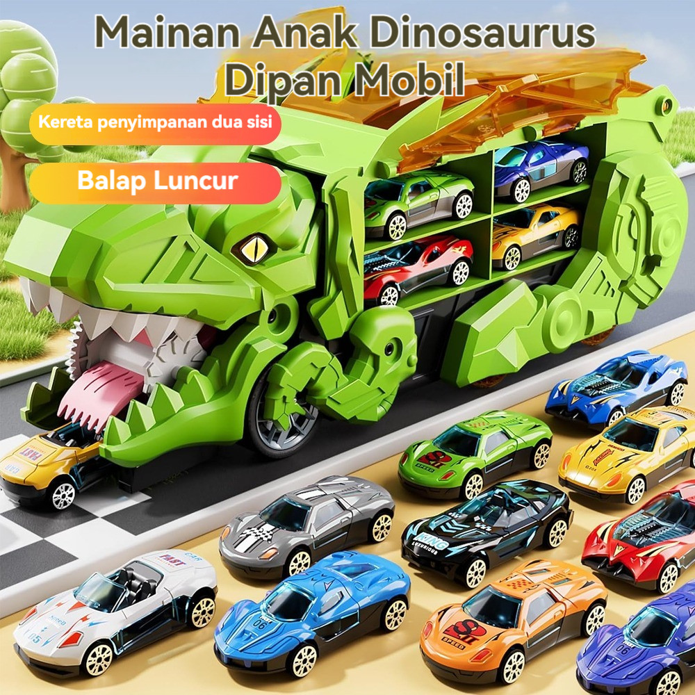 Jual Mainan anak Mobil Truk Dinosaurus Deformed Kontainer Slide Storage ...