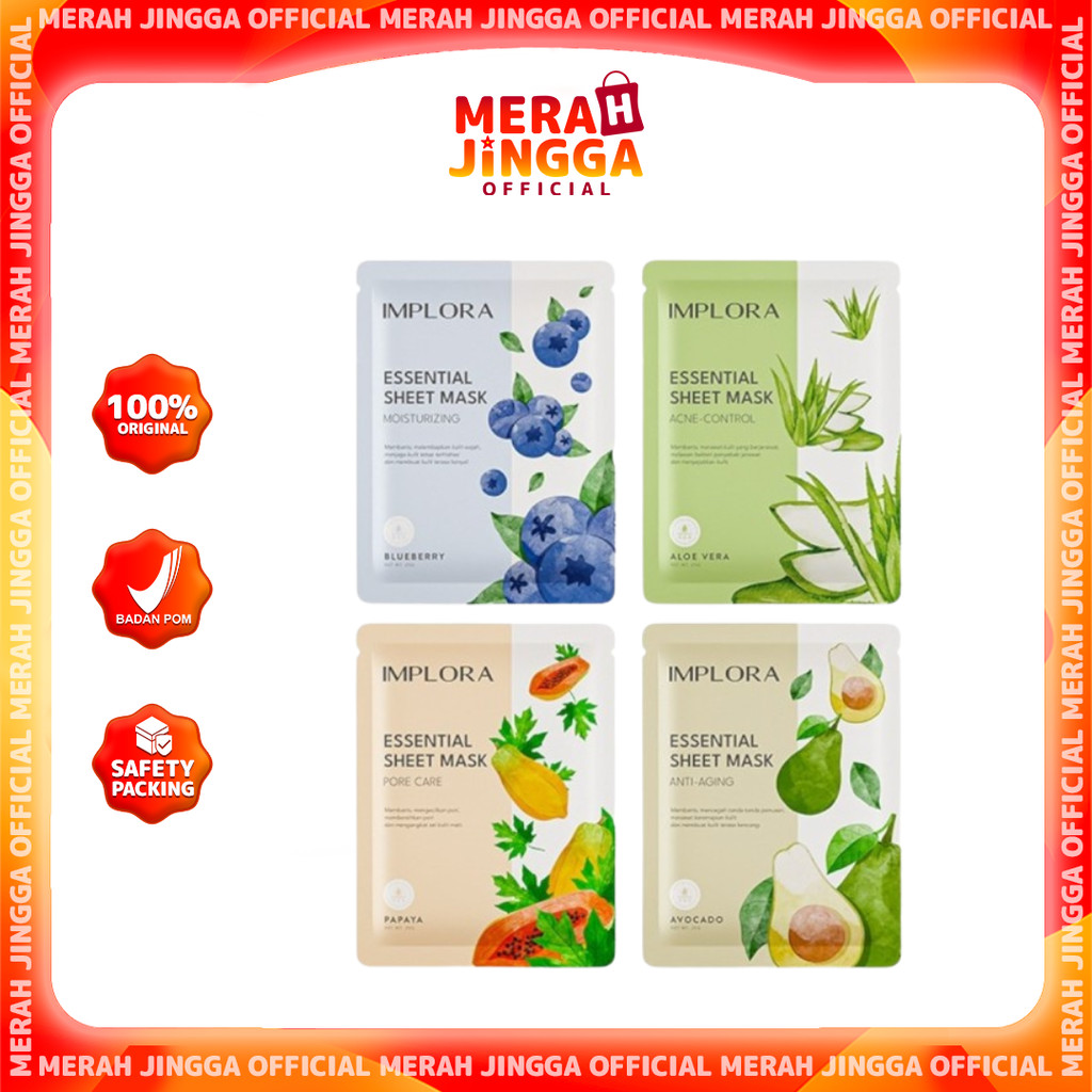 Jual Implora Essential Sheet Mask 25g | Merah Jingga Official | Shopee ...