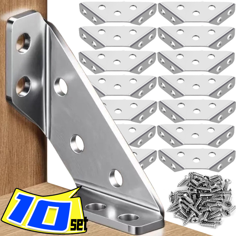 Jual 10/1Sets Stainless Steel Corner Bracket Furniture Corner Connector ...